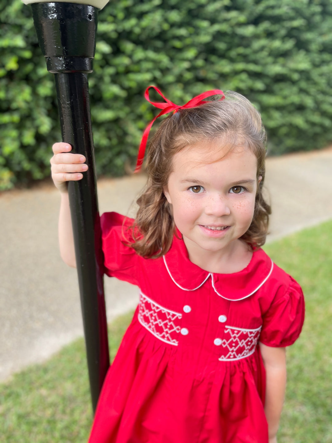 Smocked Charlotte Dress Red Classic Pleats and Stitches